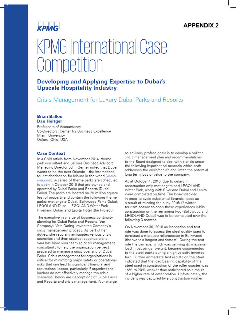 KPMG Crisis Management for Dubai Parks | PDF | Crisis Management | Risk