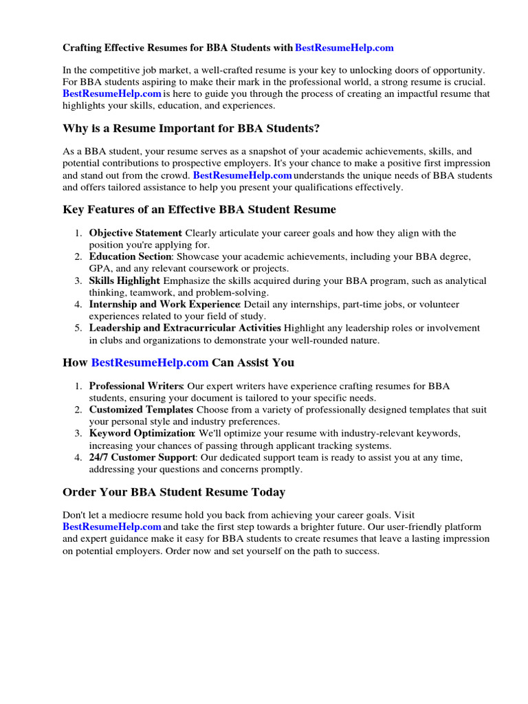 Resume For Bba Students | PDF | Résumé | Target Audience