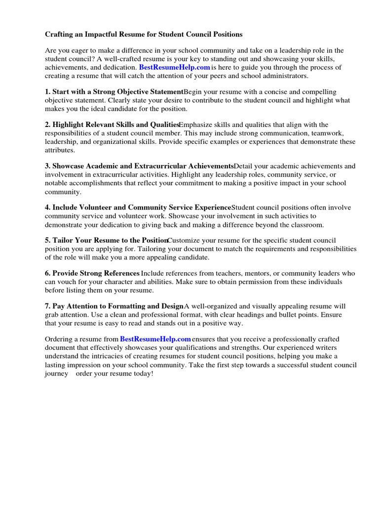 Resume For Student Council Application | Download Free PDF | Résumé ...