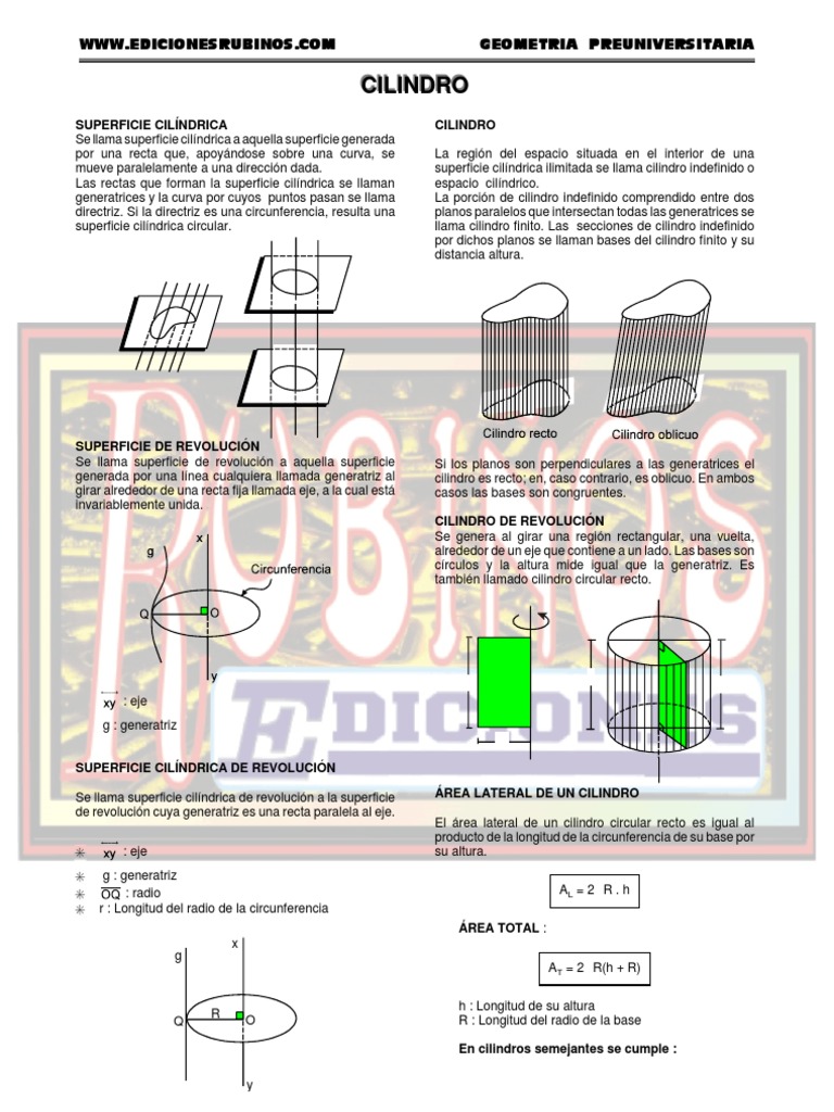 Propiedades y Volumen del Cilindro | PDF | Circulo | Objetos geométricos