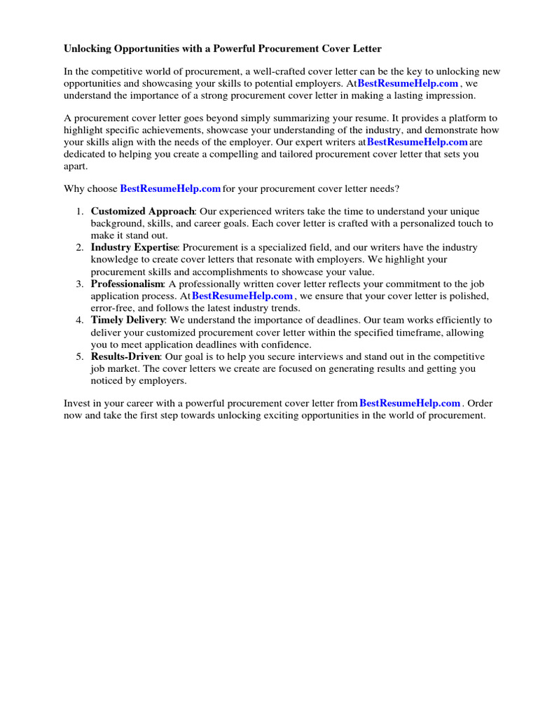Crafting a Winning Procurement Cover Letter | PDF | Procurement ...