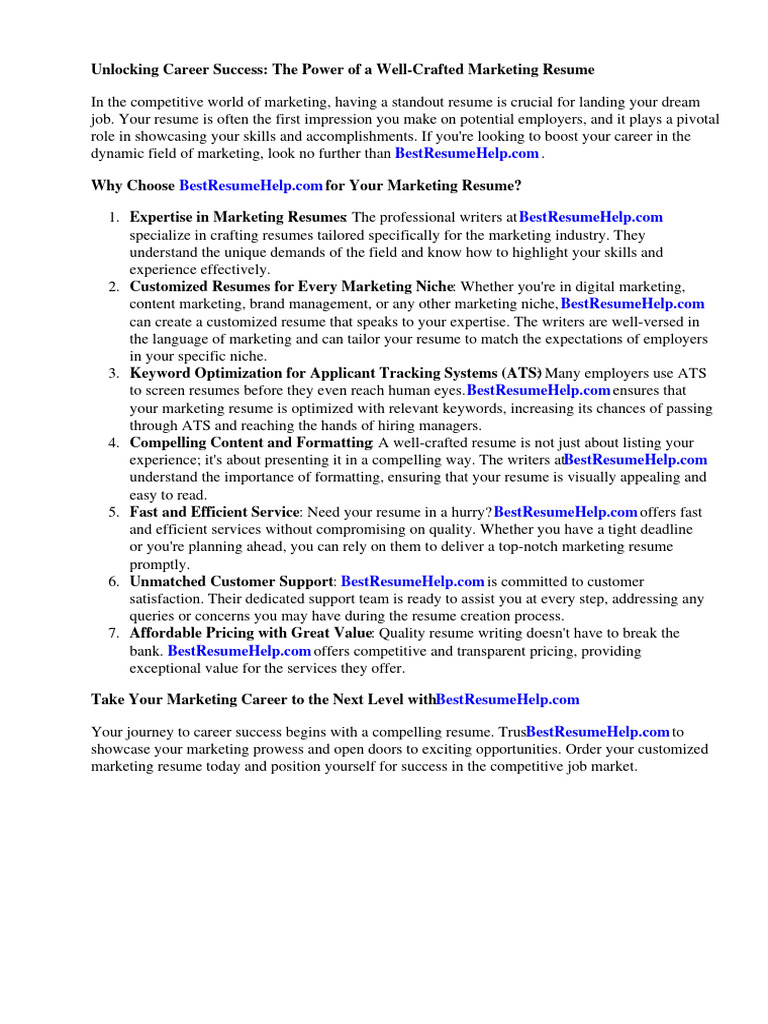 Marketing Resume Objective | PDF | Résumé | Marketing