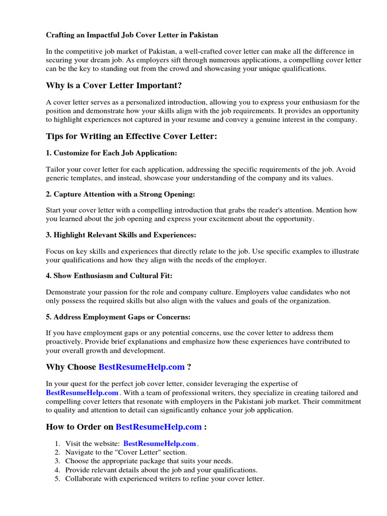 Job Cover Letter in Pakistan | PDF | Résumé | Employment