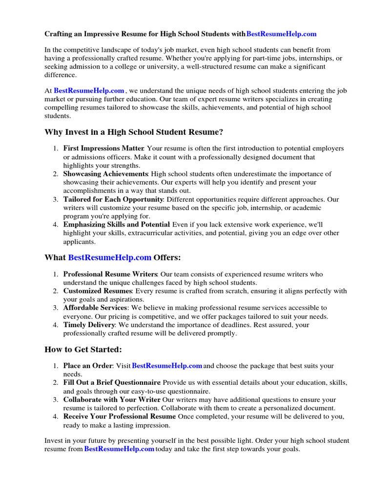 Resume For High School Student | PDF | Résumé