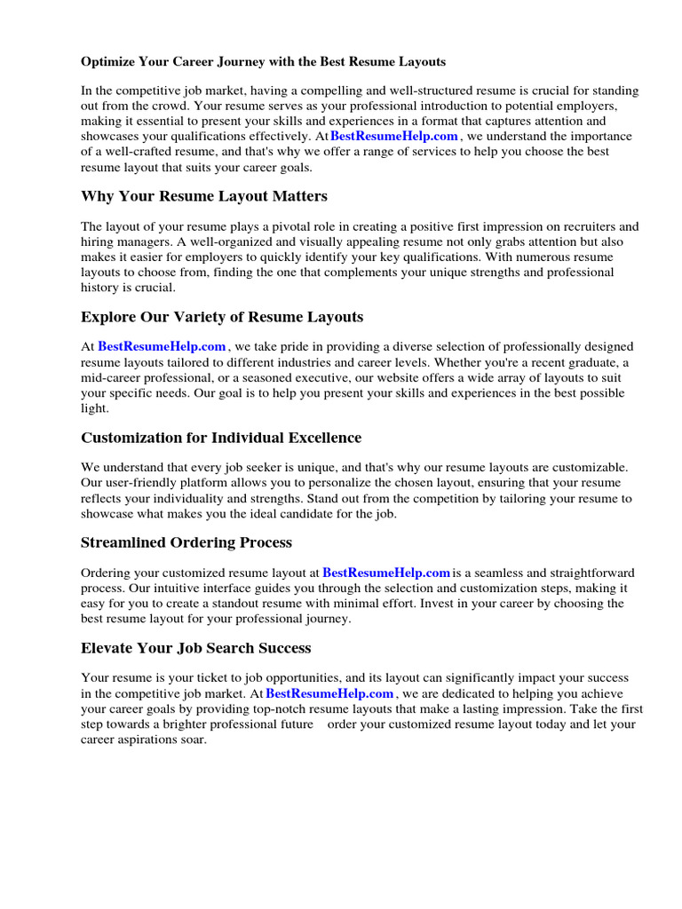 Best Resume Layout Examples | Download Free PDF | Résumé | Page Layout