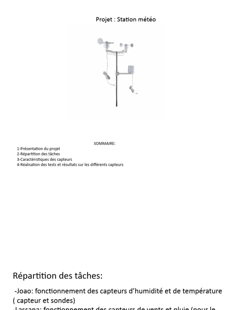 Projet de Station Météo : Capteurs et Tests | PDF | Météorologie ...