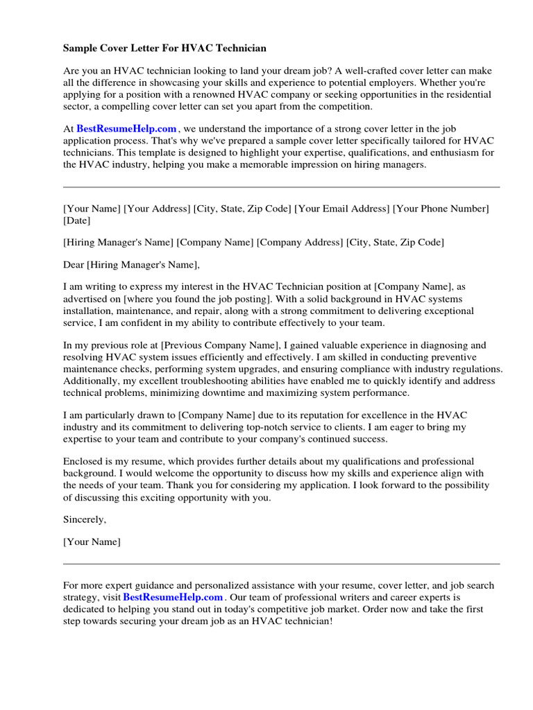 HVAC Technician Cover Letter Sample | PDF | Résumé