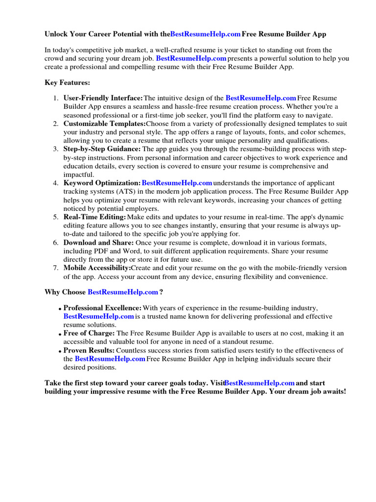 Free Resume Builder App | PDF | Résumé | Mobile App