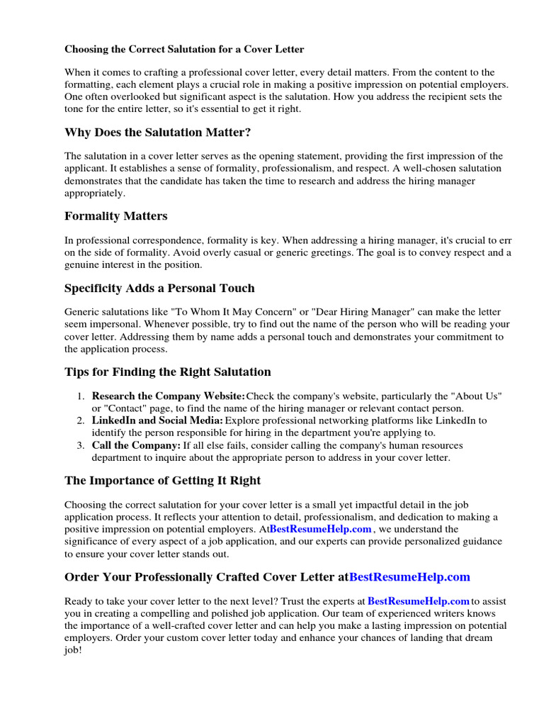 Correct Salutation for a Cover Letter | PDF | Http Cookie | Résumé