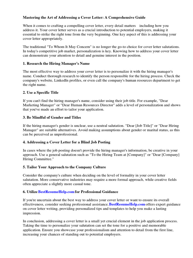How To Address A Cover Letter | PDF | Recruitment | Employment
