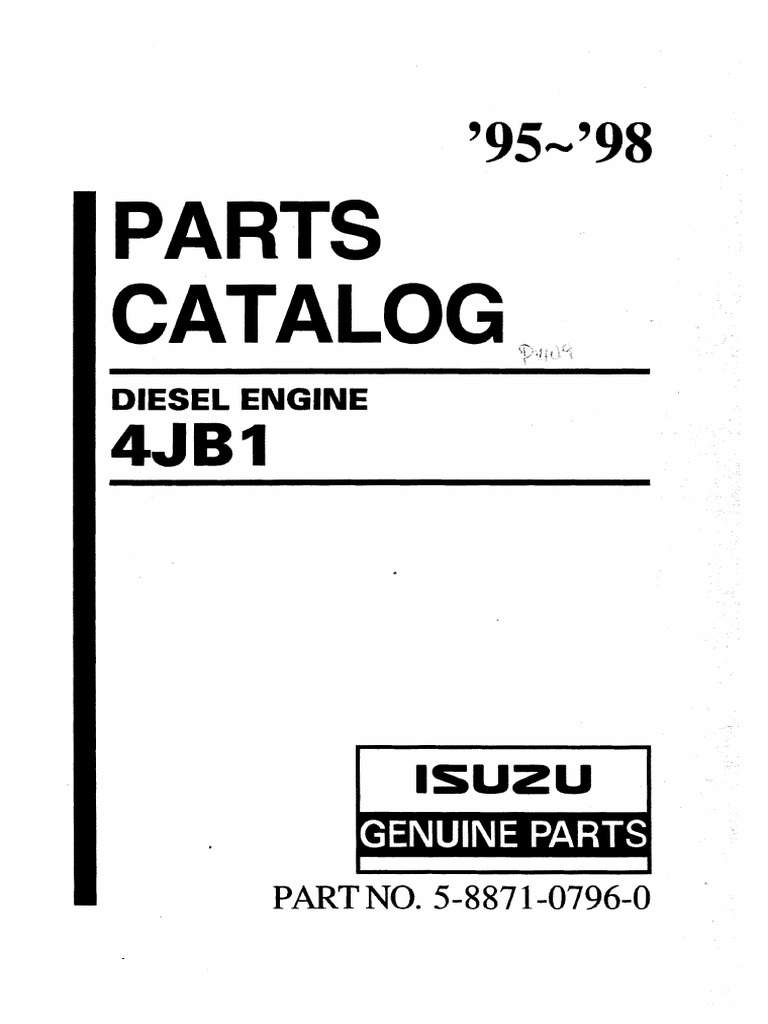 Isuzu 4JB1 Diesel Parts Catalog | PDF | Internal Combustion Engine ...