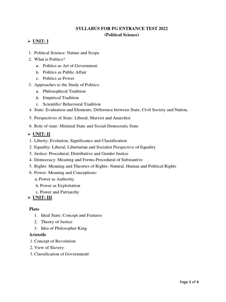 PG Syllabus Kashmir University | PDF | Liberty | State (Polity)