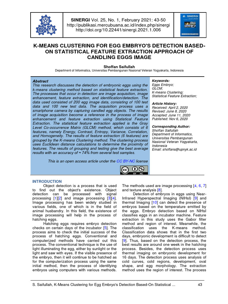 K Means Clustering For Egg Embryos Detec | PDF | Cluster Analysis | Image Segmentation