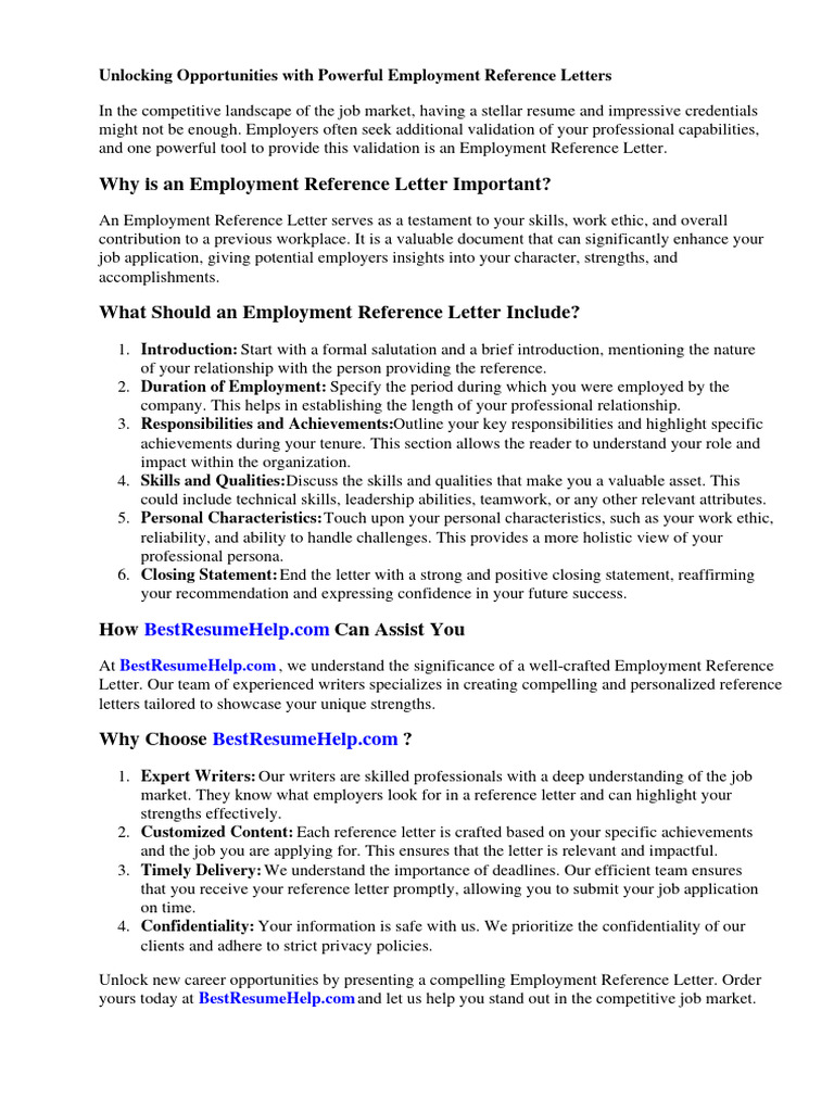 Employment Reference Letter For Bank Loan | PDF | Employment | Loans