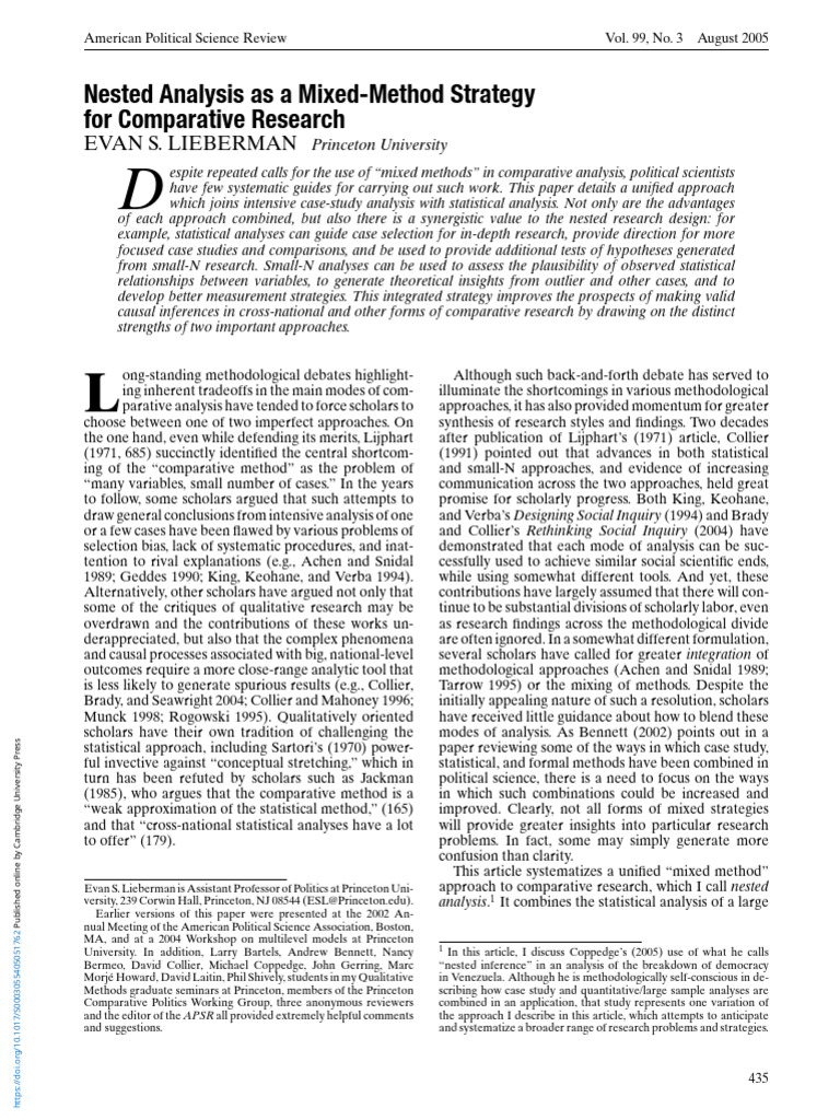 Nested Analysis As A Mixed-Method Strategy For Comparative Research | PDF | Case Study | Analysis
