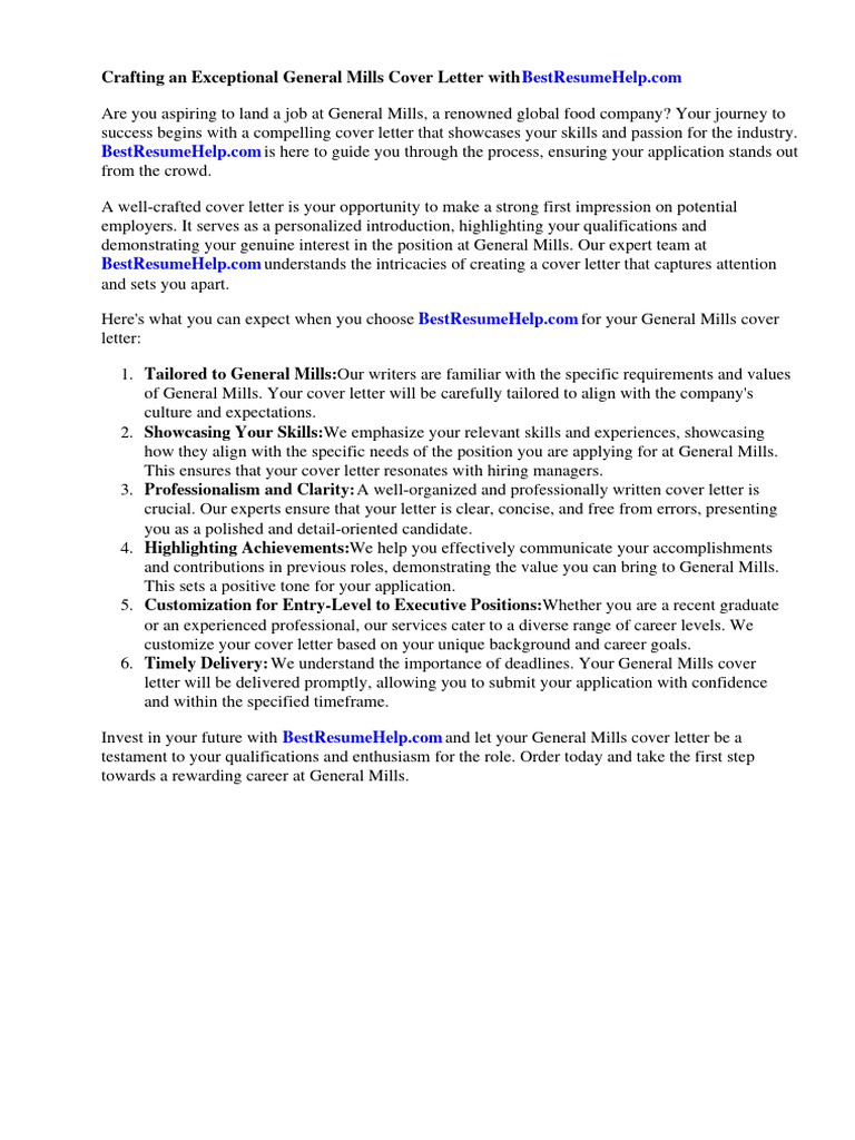 General Mills Cover Letter Guide | PDF | Customer Relationship ...