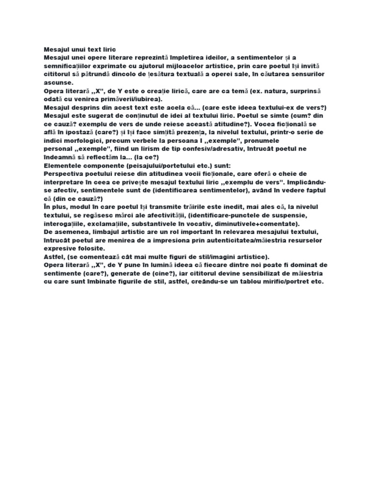 Mesajul Unui Text Liric | PDF