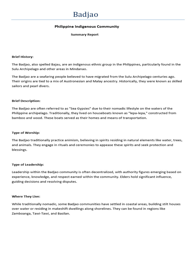 Badjao | PDF | Ethnic Groups | Southeast Asia