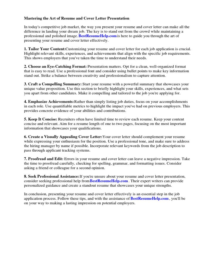 How To Present Resume and Cover Letter | PDF | Résumé