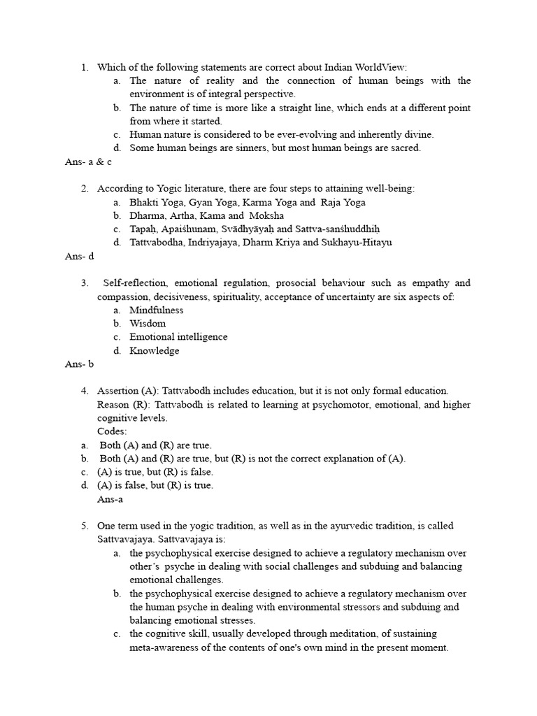 4th Assignment NPTEL Yoga Course | PDF | Moksha | Yoga