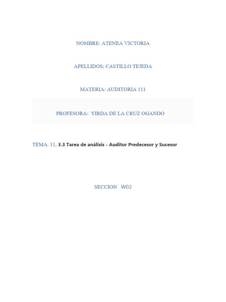 Análisis de Auditores Predecesores y Sucesores | PDF | Business | Contralor