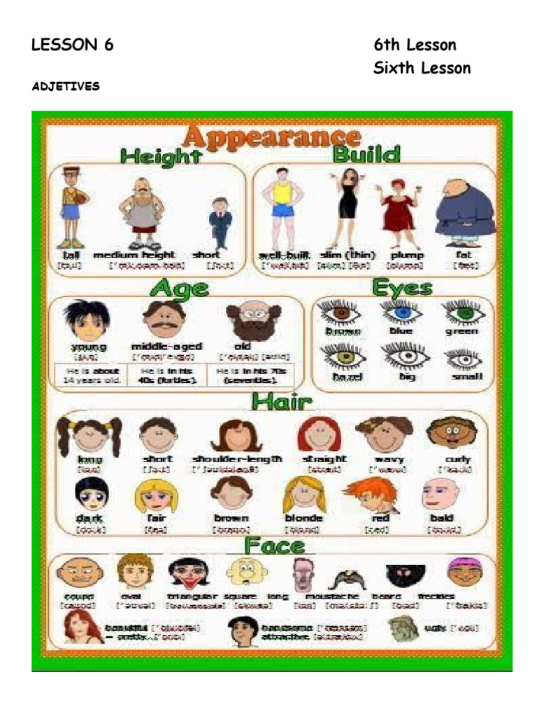 LECCIÓN 6, Adjetivos Descriptivos, La Familia | PDF