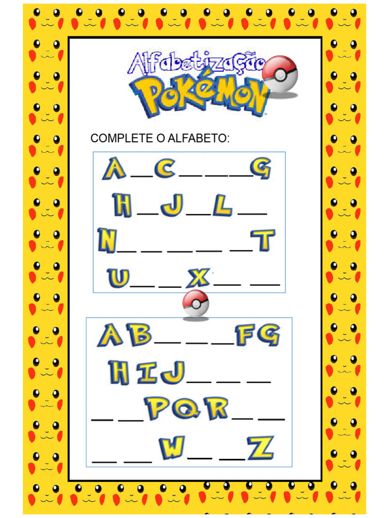 Atividades de Alfabetização Pokémon | PDF