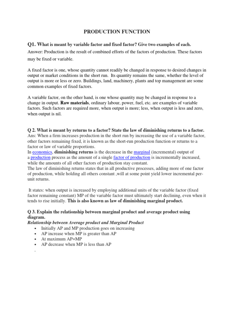 Production Function | PDF | Production Function | Business Economics