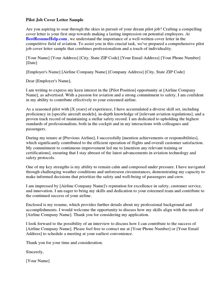 Pilot Job Cover Letter Sample | PDF | Airlines | Résumé