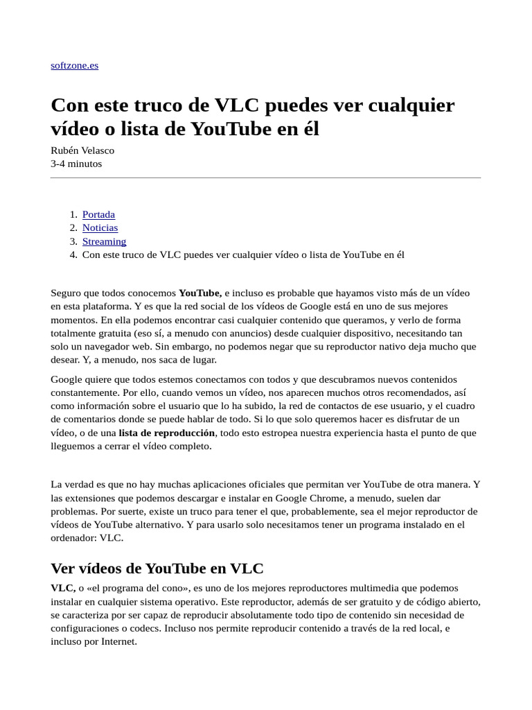 Con Este Truco de VLC Puedes Ver Cualquier Vídeo o Lista de YouTube en Él | PDF | Youtube ...