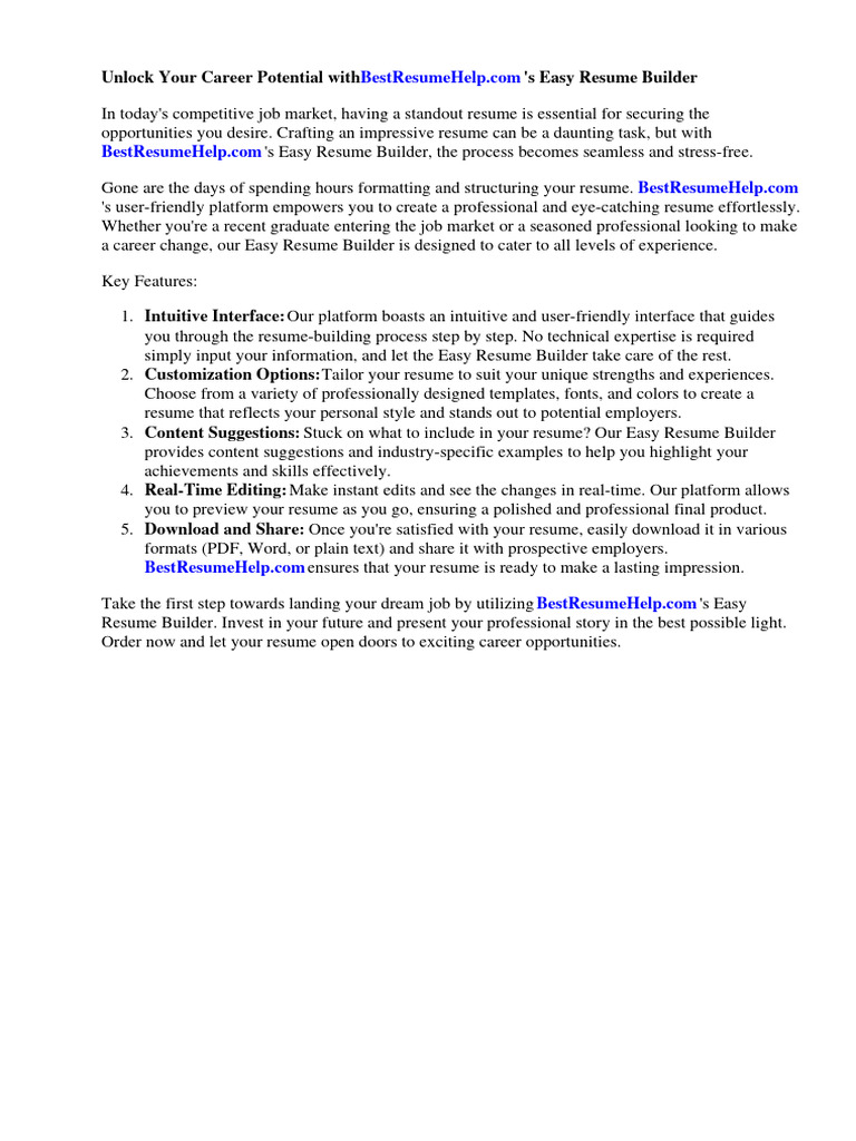 Easy Resume Builder for Job Seekers | PDF | Résumé | Software