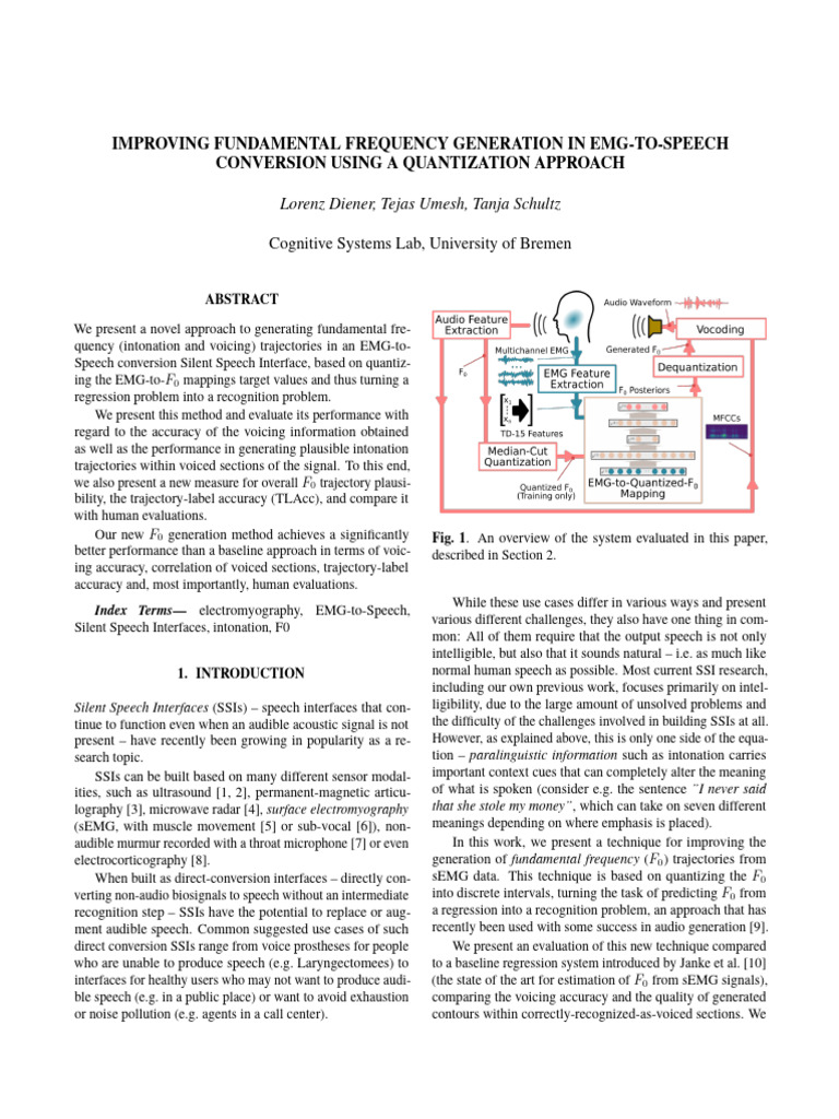 Improving Fundamental Frequency Generation in Emg-To-Speech | PDF | Electromyography