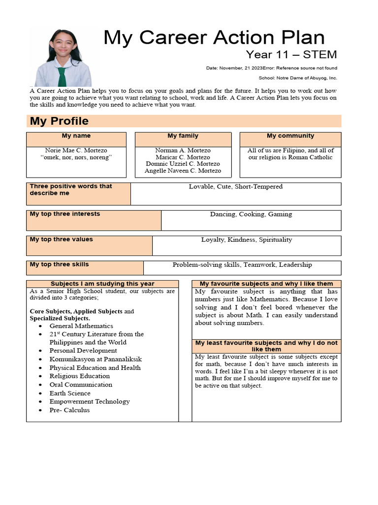 Comprehensive Career Action Plan NORIE | PDF | Goal | Motivational