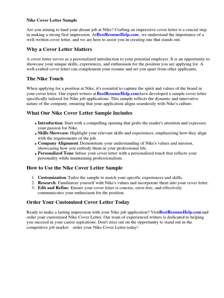 Nike Cover Letter Sample | PDF | Artificial Intelligence | Intelligence ...