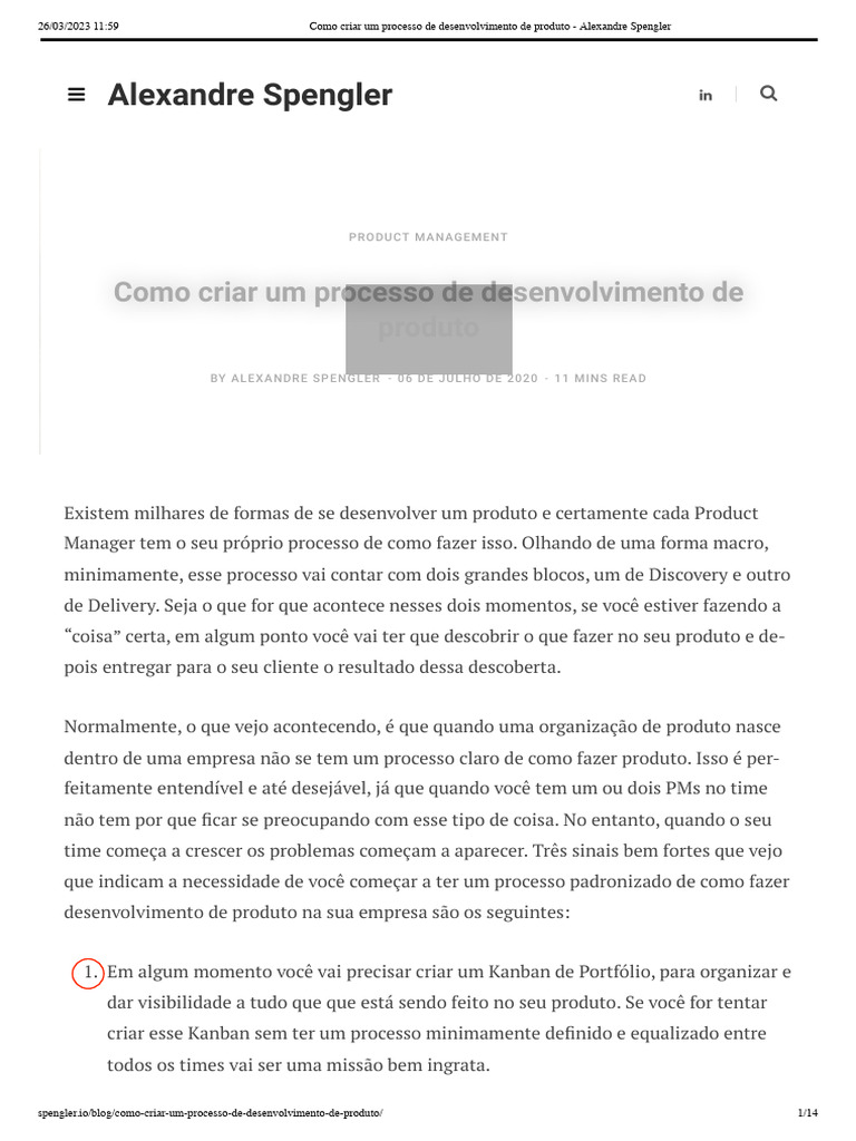 Como Criar Um Processo de Desenvolvimento de Produto - Alexandre Spengler | PDF | Ciclo de vida ...