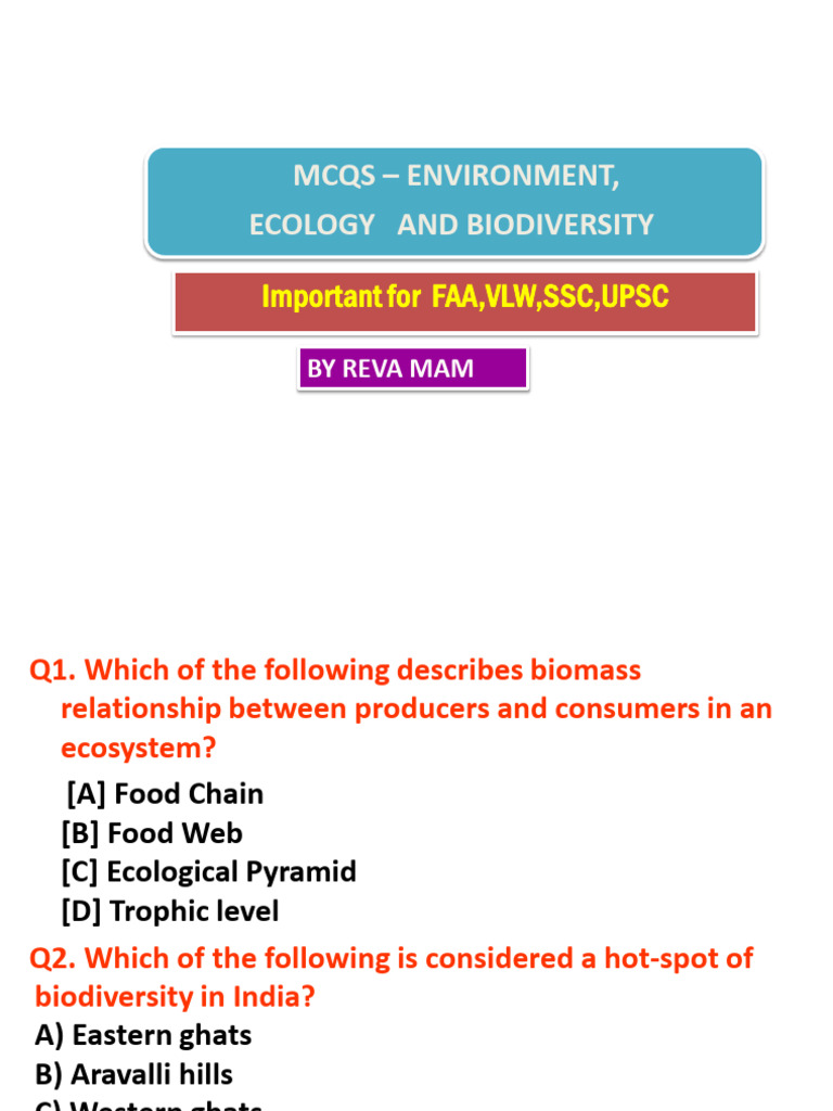 Mcqs Environment, Ecology and Biodiversity by Reva Mam 1 | PDF ...