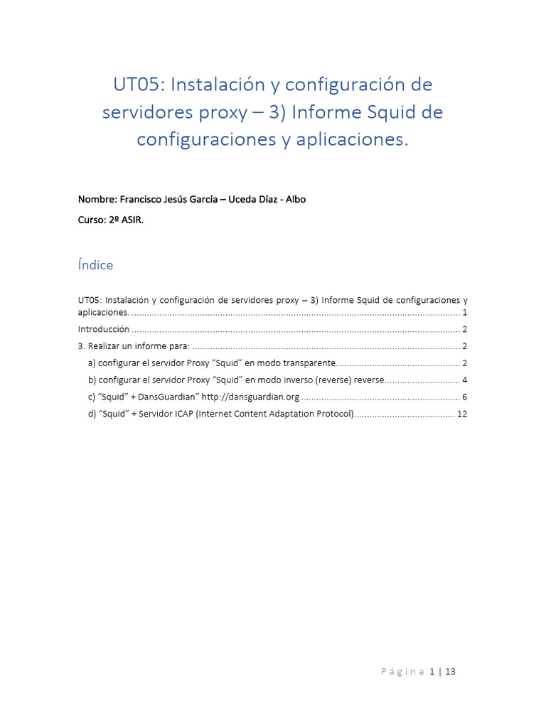 Ut05-Sad-3 Informe Squid | PDF | Servidor proxy | Redes