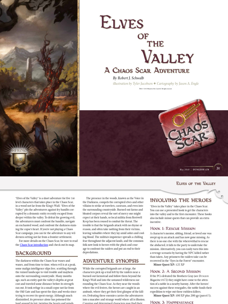 1i - Elves of the Valley (Dungeon 178) | PDF | Elf (Dungeons & Dragons)