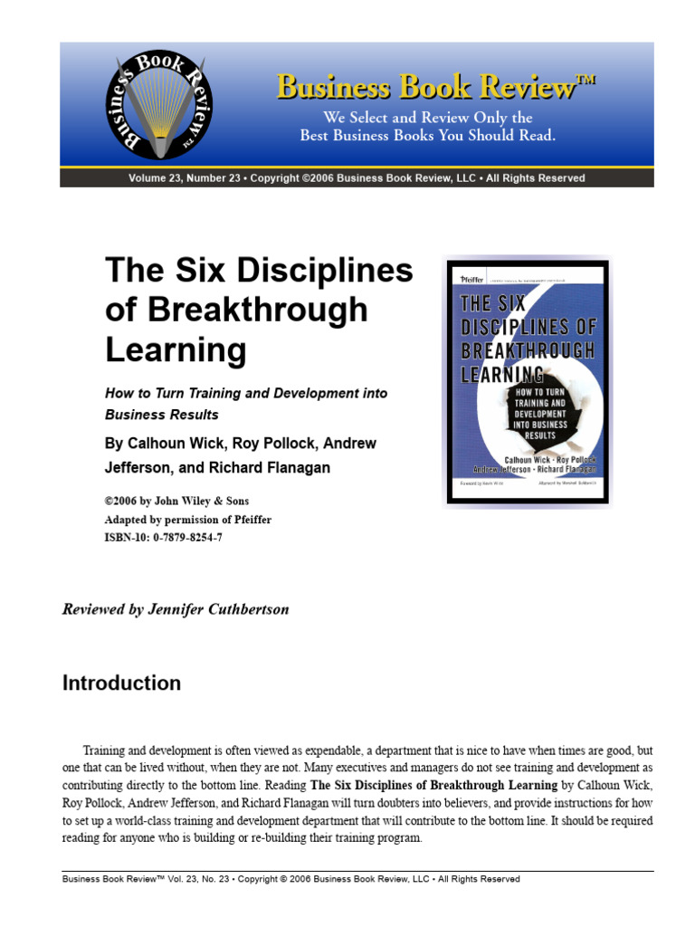 Calhoun Wick, Pollock, Jefferson & Flanagan, The Six Disciplines of Breakthrough Learning ...