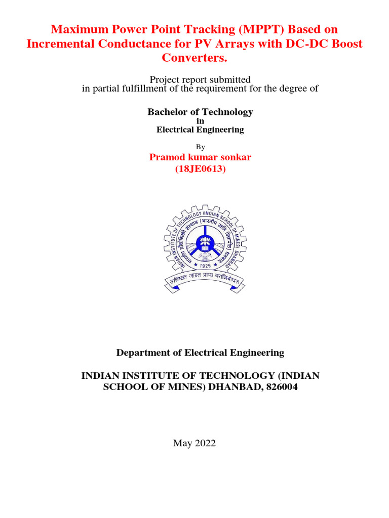 PROJECT REPORT P | PDF | Photovoltaic System | Photovoltaics