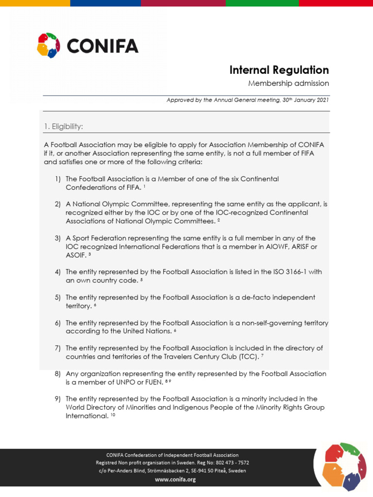 Internal Regulation Membership Admission | PDF | Association Football