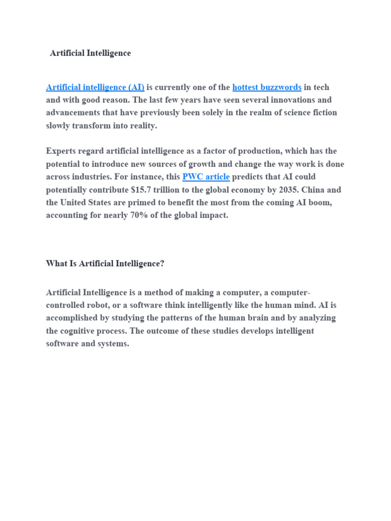 What Is Artificial Intelligence | PDF | Artificial Intelligence ...