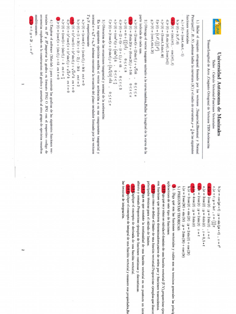 Taller Calculo Vectorial Pdf