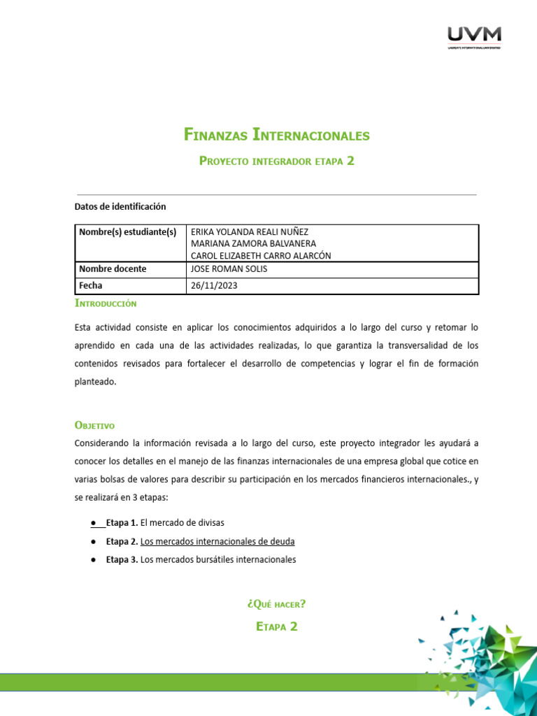 Proyecto Integrador Etapa Ii | PDF | Swap (Finanzas) | Compartir (Finanzas)