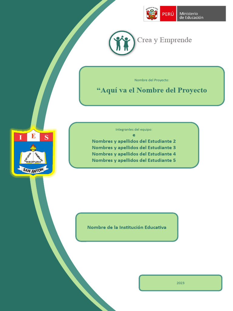 Esquema Del Proyecto de Emprendimiento - Ept 2023 | PDF