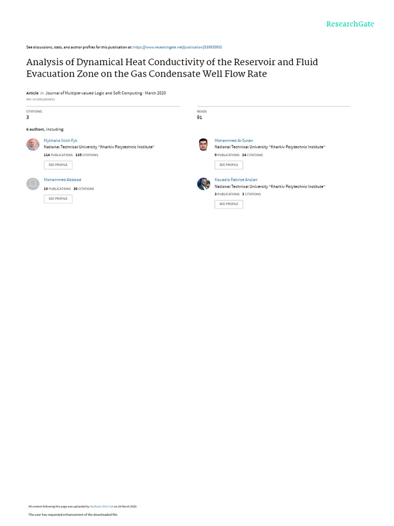 Analysis of Dynamical Heat Conductivity of The Reservoir and Fluid ...