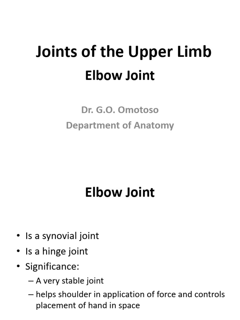 Joints of The Upper Limbs | PDF | Elbow | Anatomical Terms Of Motion