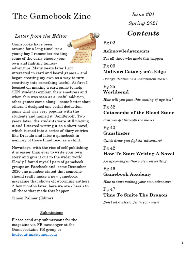 Simon Palmer - Gamebook Zine 1 Spring 2021 1.1 | PDF