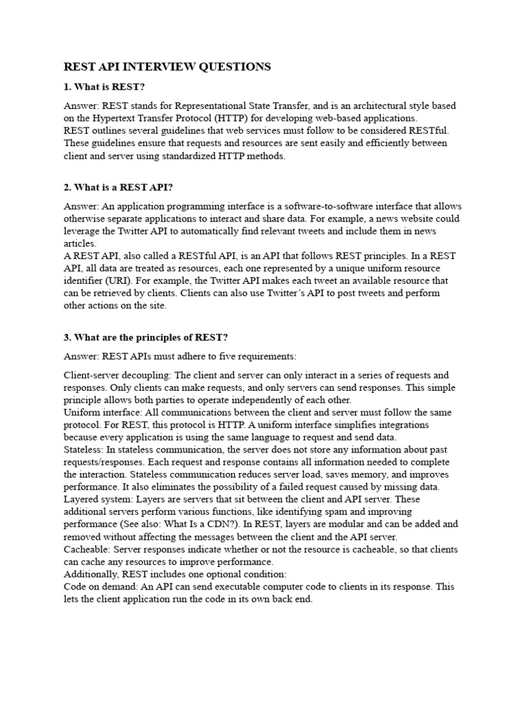 REST API INTERVIEW QUESTIONS | PDF REST API INTERVIEW QUESTIONS | PDF