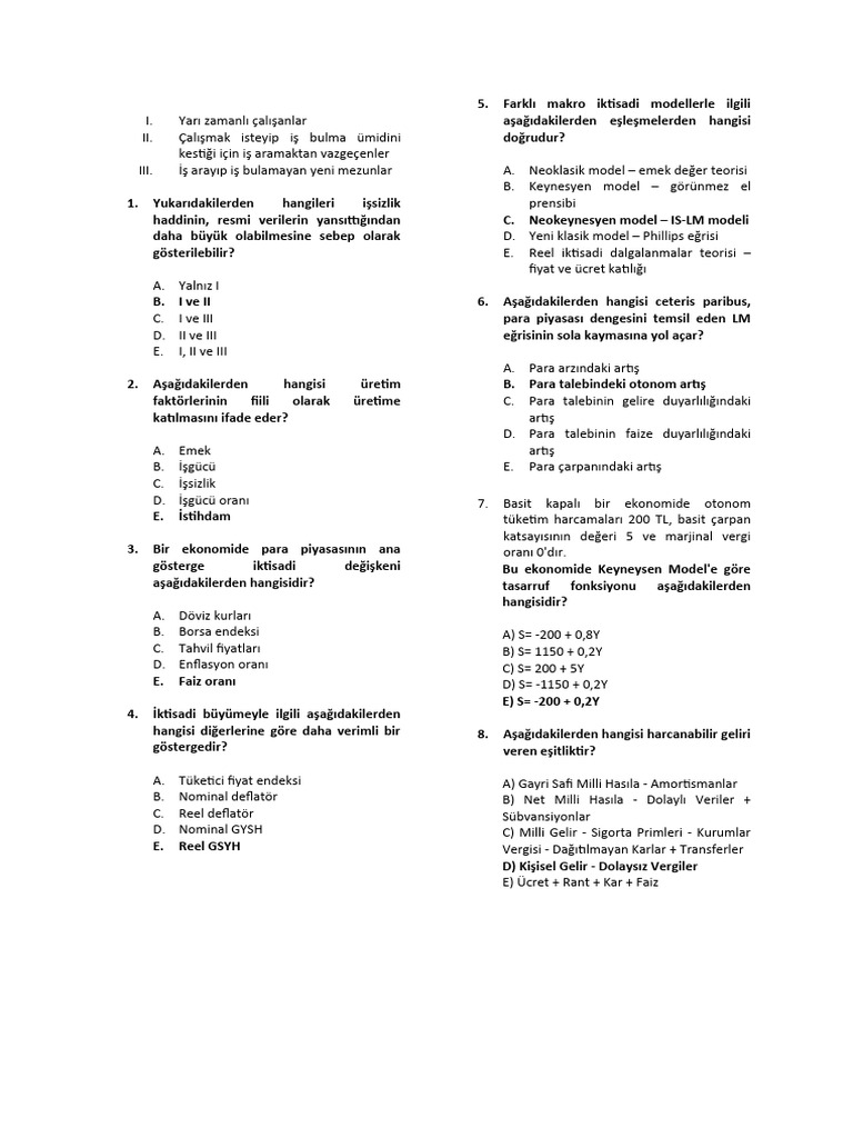 2021 A KAMPI MAKRO CEVAPLAR | PDF